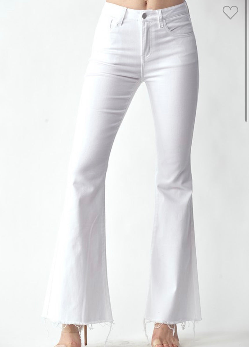 White distressed flare – Madison Kate & Co.
